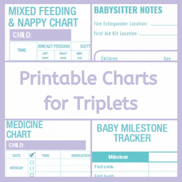 Printable charts for Triplets| Take the Stress out of Remembering | Twinfo